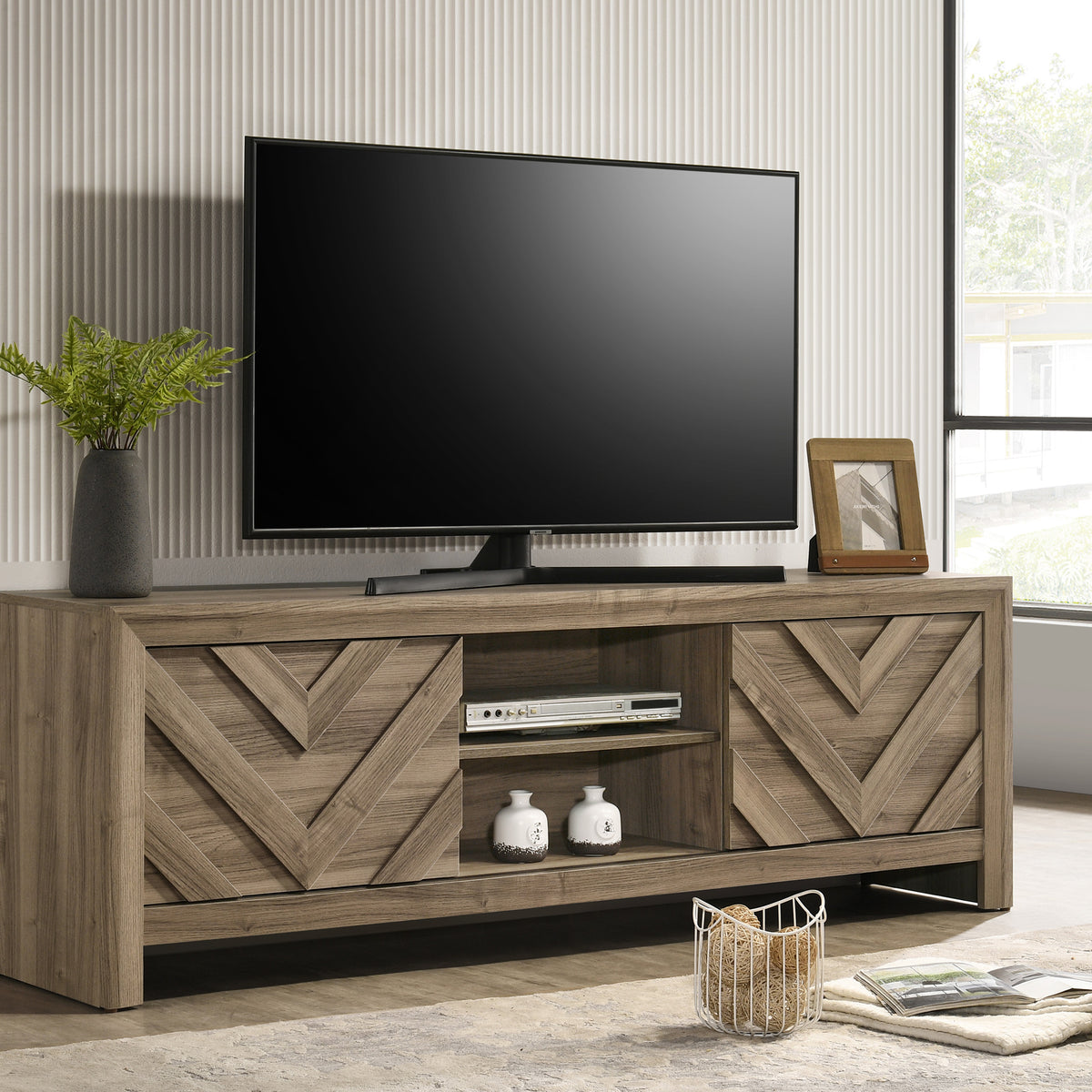 VALOR TV STAND-LIGHT BROWN – DMV Furniture Outlet